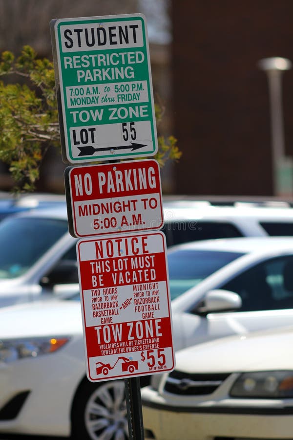 A Student Parking Sign in a Parking Lot Stock Image - Image of empty ...