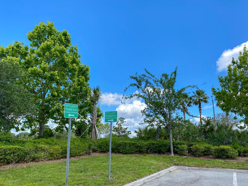 A Student Parking Sign in a Parking Lot Stock Photo - Image of auto ...
