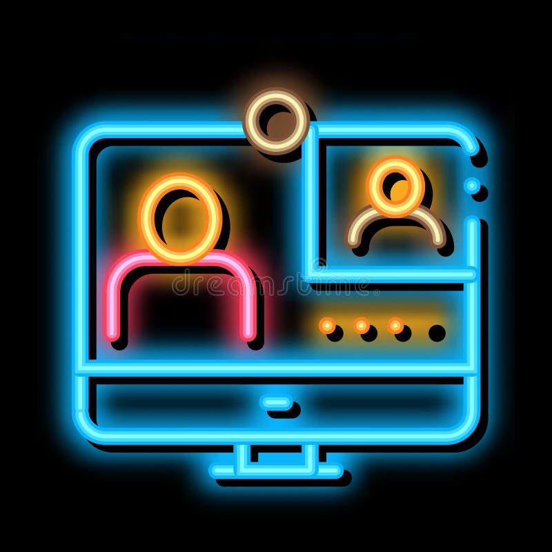 Student Personal Computer Neon Glow Icon Illustration Stock Vector ...