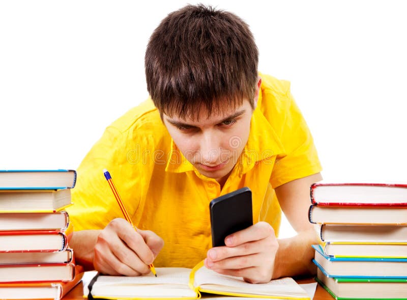Student with a Phone stock image. Image of internet - 112401741