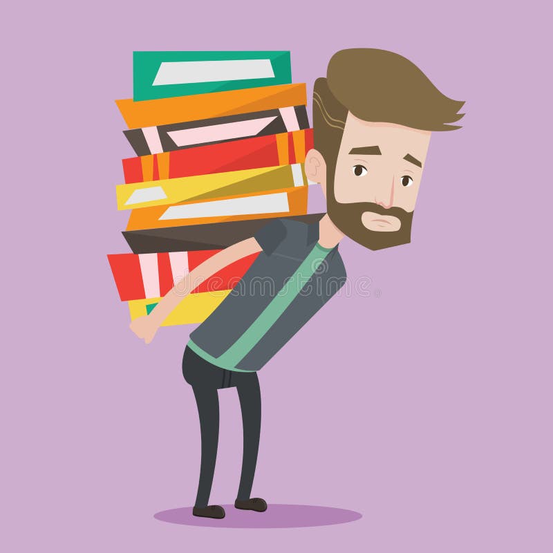 Man Carrying Heavy Books Stock Illustrations – 101 Man Carrying Heavy ...