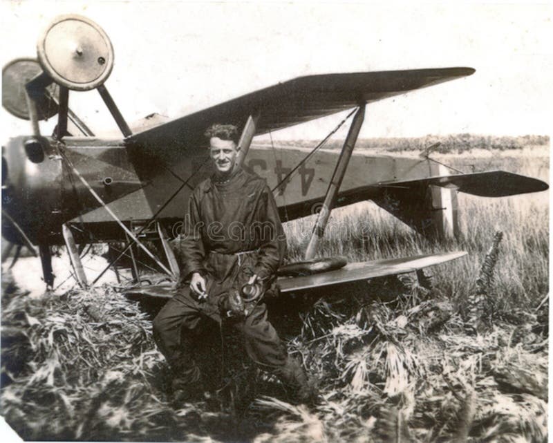 Student Pilot Sitting On The Wing Of His Crashed Plane Near Carlstrom ...