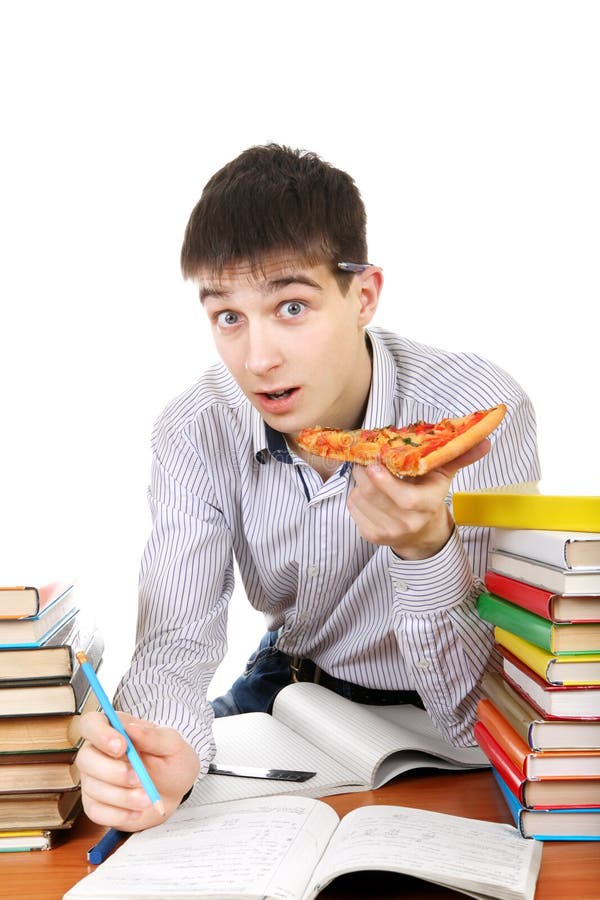 Student with Pizza stock image. Image of front, paperwork - 40602125