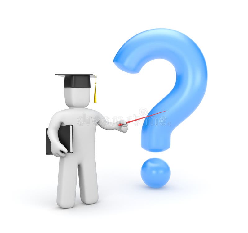 Student with Pointer and Question Stock Illustration - Illustration of ...