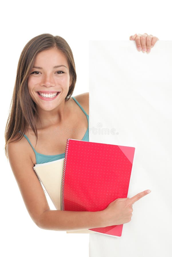 Student Pointing Showing Blank Billboard Sign Stock Image - Image of ...