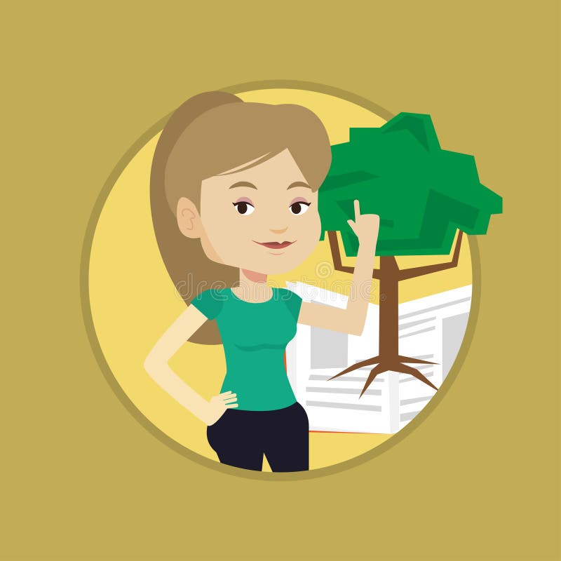 Student Pointing at Tree of Knowledge. Stock Vector - Illustration of ...