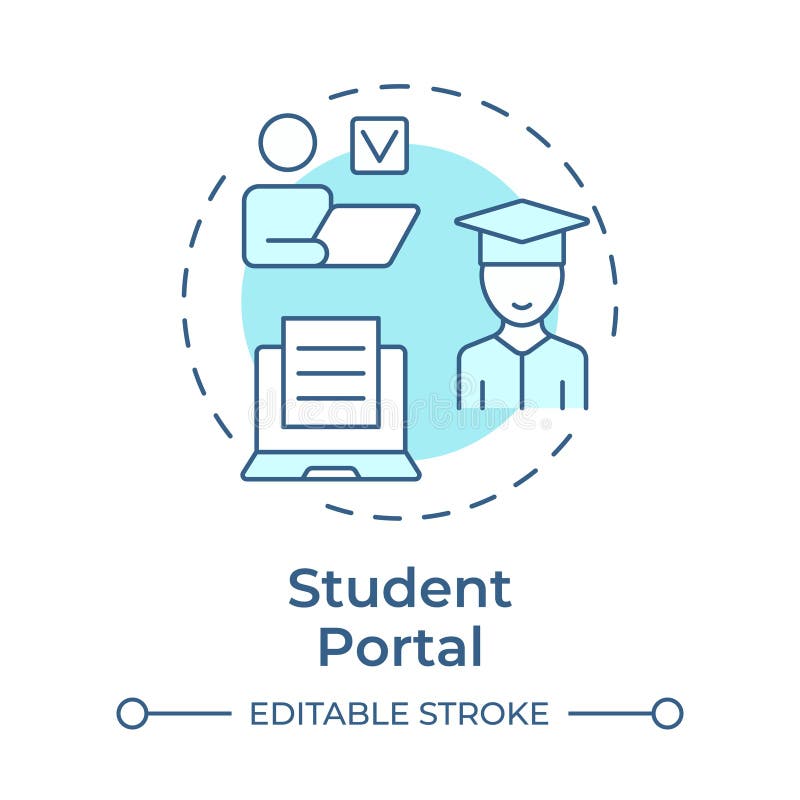 Student Portal Soft Blue Concept Icon Stock Illustration - Illustration ...