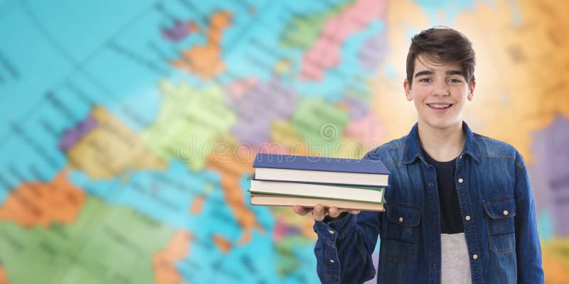 Student Portrait with Books Stock Image - Image of leadership, fashion ...