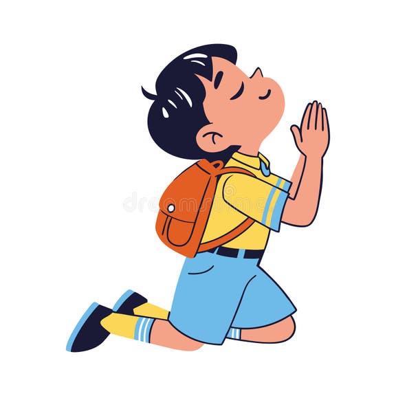 Student Praying with Backpack Stock Vector - Illustration of practice ...