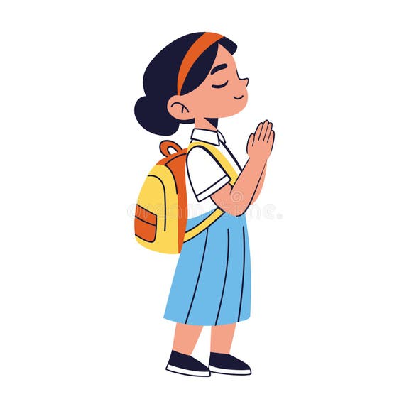 Student Praying with Backpack Icon Stock Vector - Illustration of ...