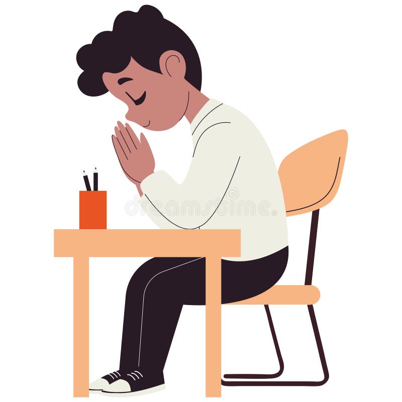 Student Praying School Desk Stock Illustration - Illustration of ...