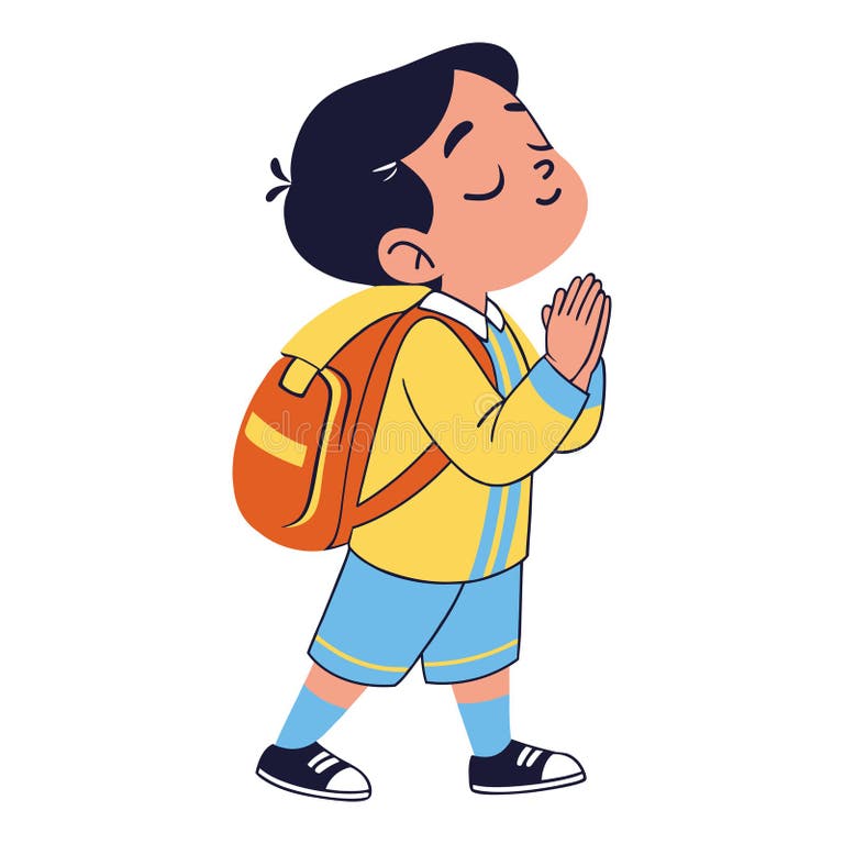 Student Praying with Hands Together Stock Vector - Illustration of hope ...