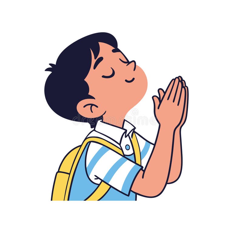 Student Praying with Hands Up Stock Vector - Illustration of isolated ...