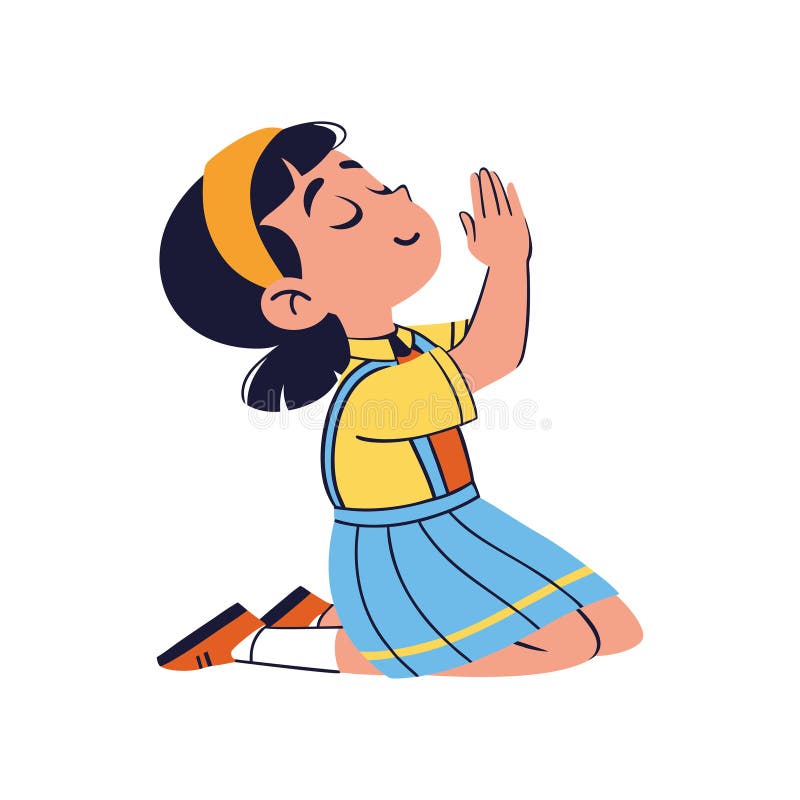 Student Praying with Head Up Stock Vector - Illustration of isolated ...