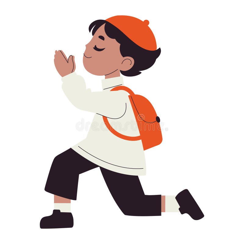 Student Praying School stock vector. Illustration of outdoors - 365805303