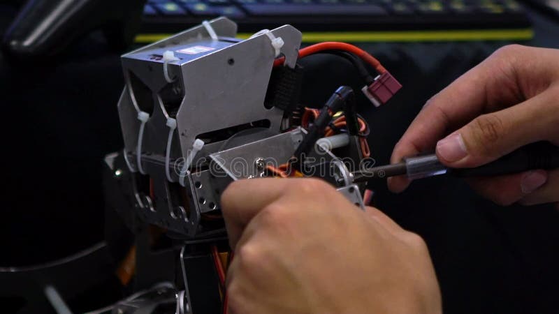 Student Prepare a Remote Control Robot Combat. Competition Robot ...