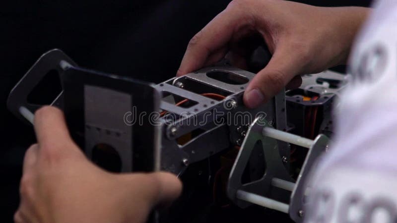 Student Prepare a Remote Control Robot Combat. Competition Robot ...