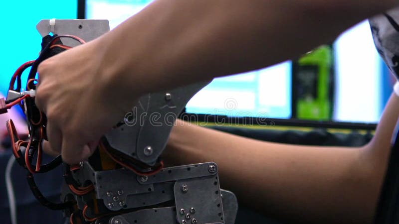 Student Prepare a Remote Control Robot Combat. Competition Robot ...