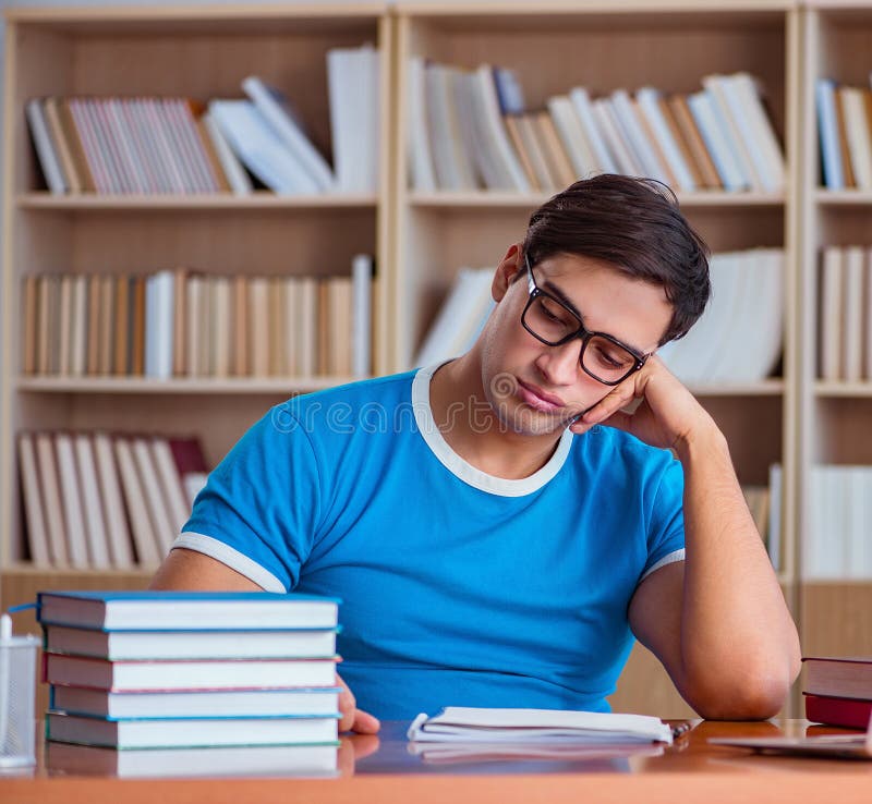 Student Preparing for College Exams Stock Photo - Image of home, male ...