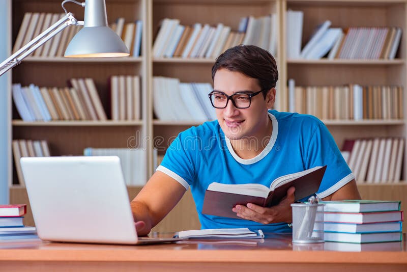 The Student Preparing for College Exams Stock Photo - Image of joyful ...