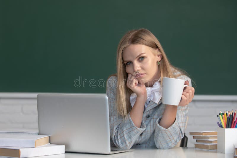 Student Preparing Exam and Learning Lessons, Drinking Coffee or Tea in ...