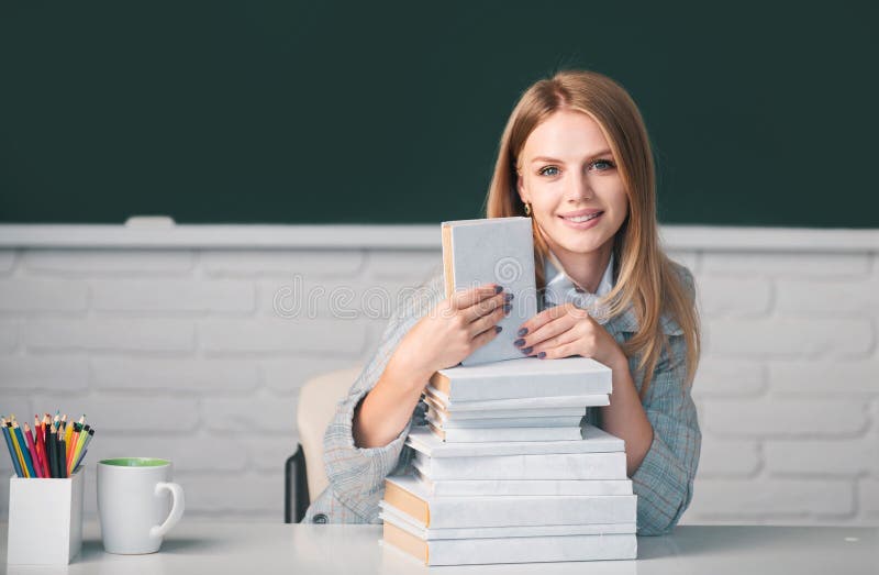 Student Preparing Exam and Learning Lessons in School Classroom. Cute ...