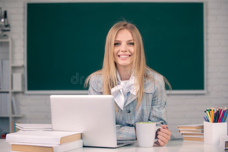 Student Preparing Exam and Learning Lessons in School Classroom ...