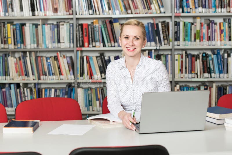 Student Learning in Library Stock Photo - Image of positive, connection ...