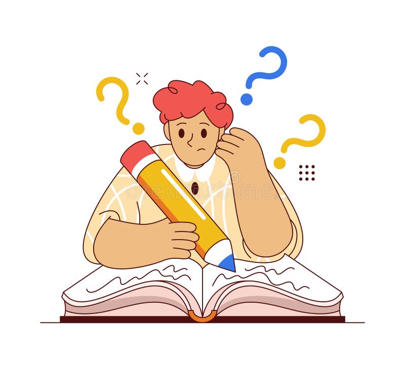 Student Preparing for Exam, Taking Test Stock Illustration ...