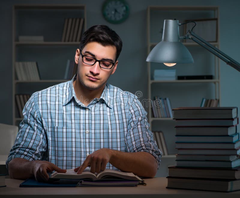 Student Preparing for Exams Late at Night Stock Photo - Image of ...