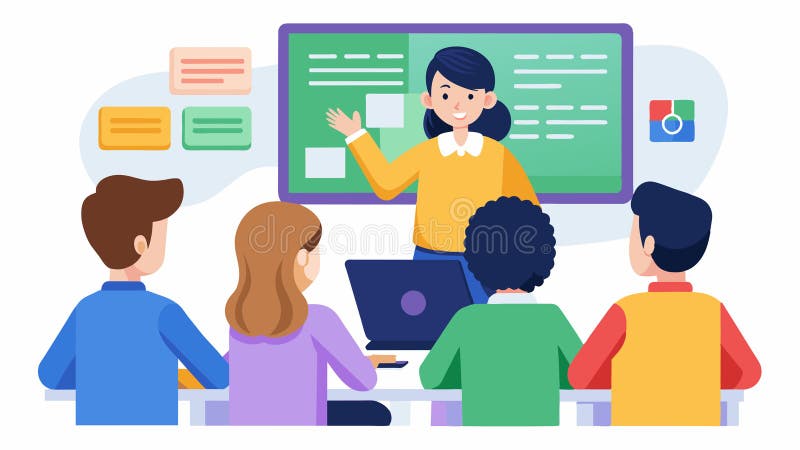 A Student Presenting Their Teams Coding Solution To the Rest of the ...