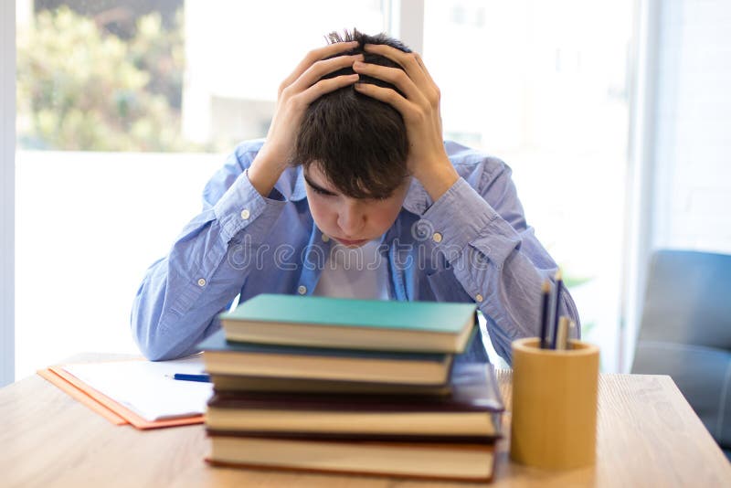 Student with Problems or Stress Stock Photo - Image of book, reading ...