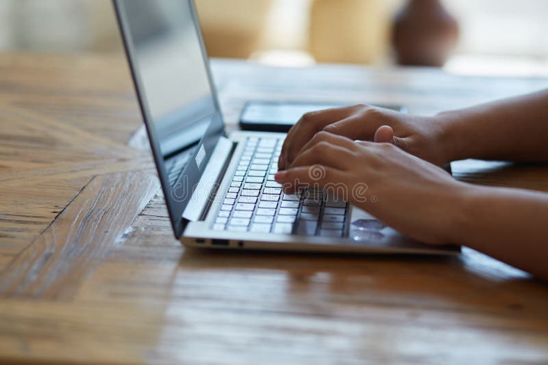 Student Professional Study Work with Pc, Black Female Hands Typing on ...