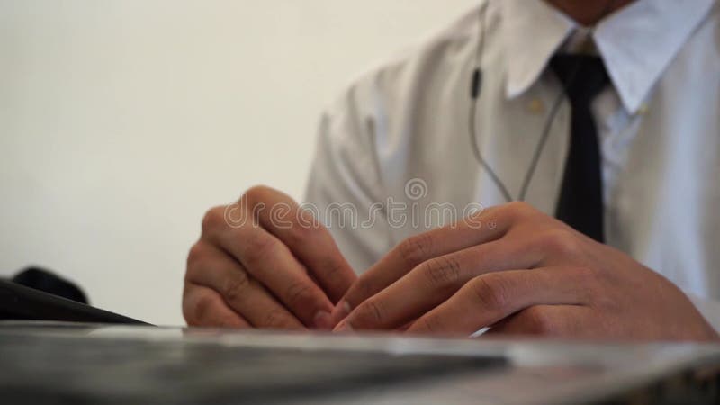 Man Hand Typing on a Laptop Keyboard. Businessman Hands Busy Working on ...