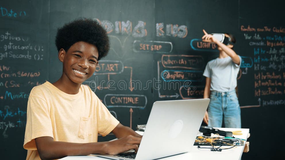 Student Programing and Coding System while Girl Enter in Metaverse ...