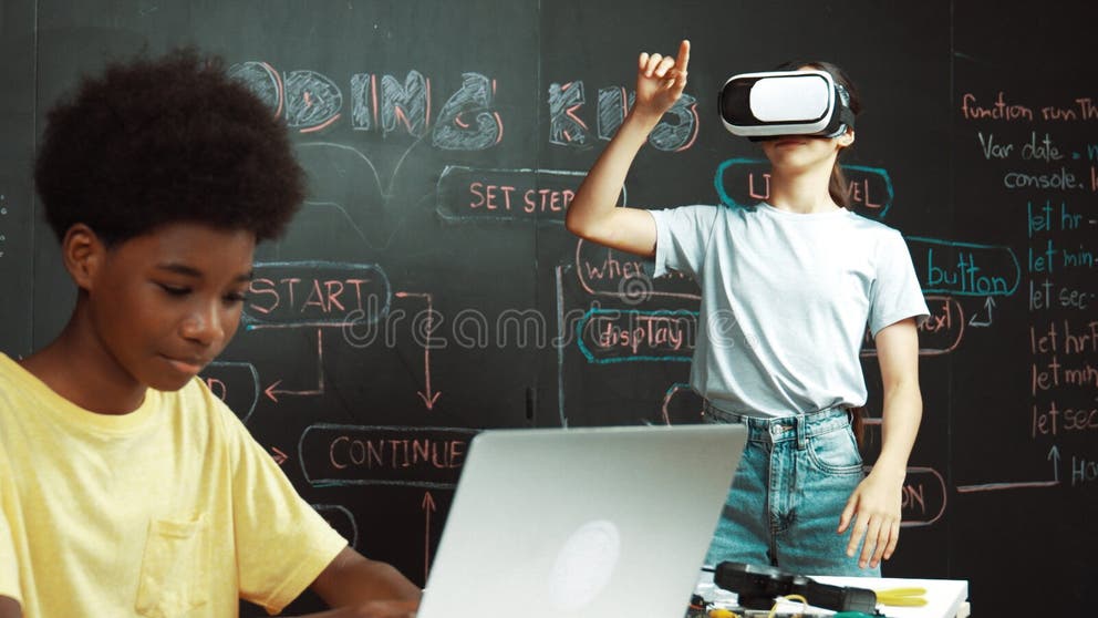 Student Programing and Coding System while Girl Enter in Metaverse ...