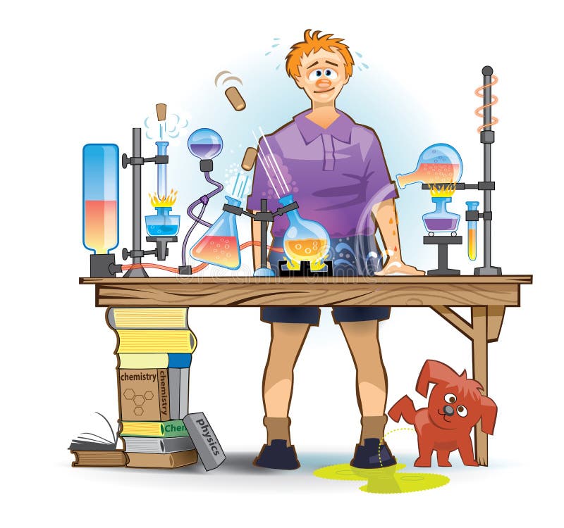 A Student (pupil) Experimenting in a Laboratory Stock Vector ...