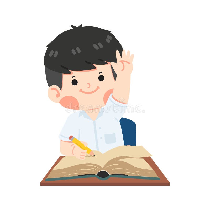The Student Raises His Hand Up Stock Vector - Illustration of answer ...