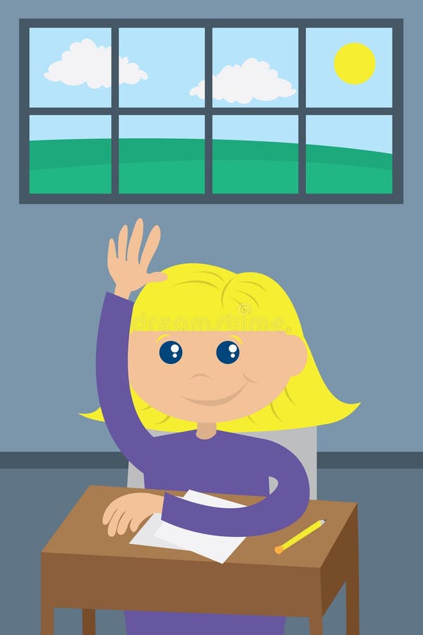 Student Raising Hand stock vector. Illustration of pencil - 20866111