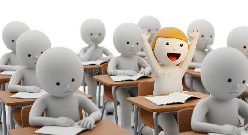 Student Raising Hand in Classroom Full of Other Students Stock Photo ...