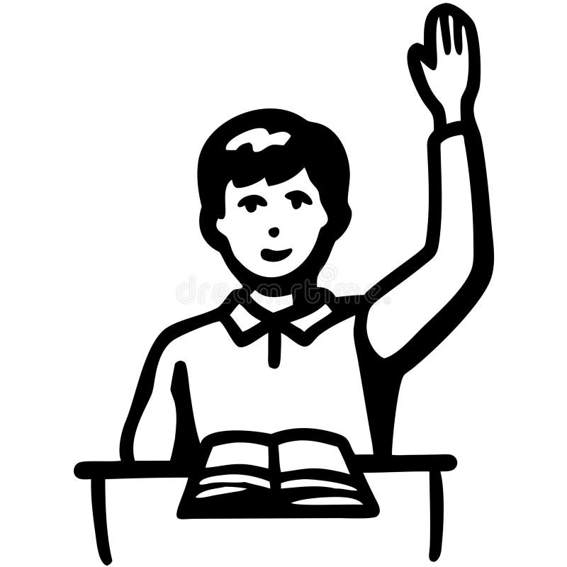 Student Raising Hand in Classroom Illustration for Educational Use ...