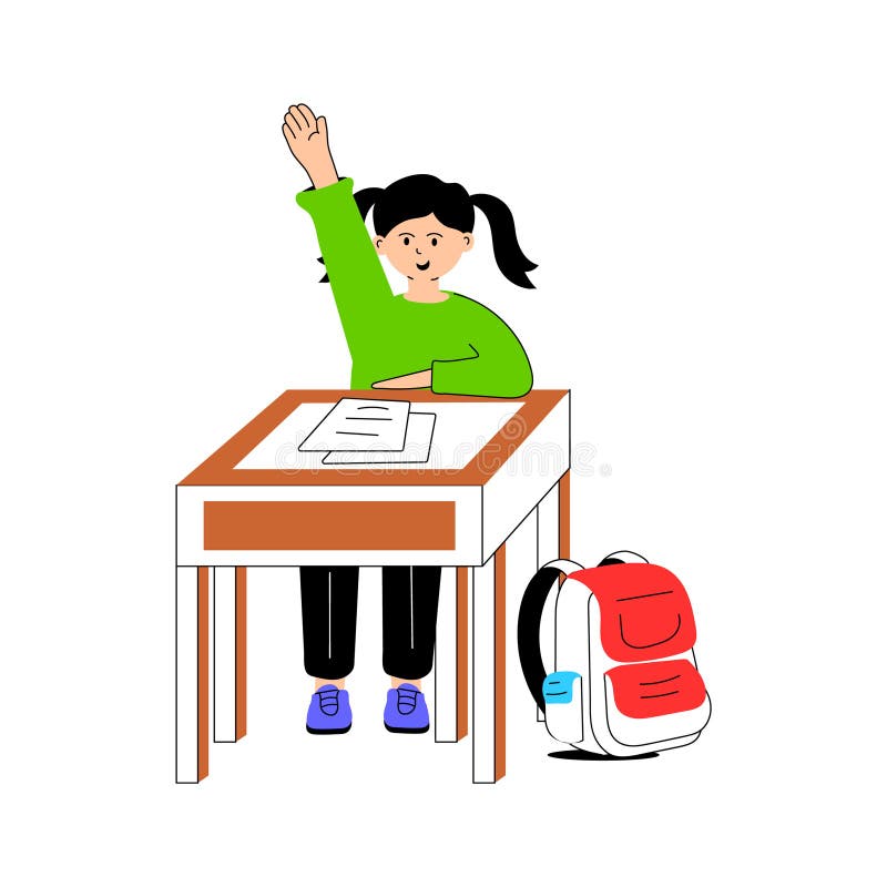 Classroom Participation stock vector. Illustration of raised - 332848035