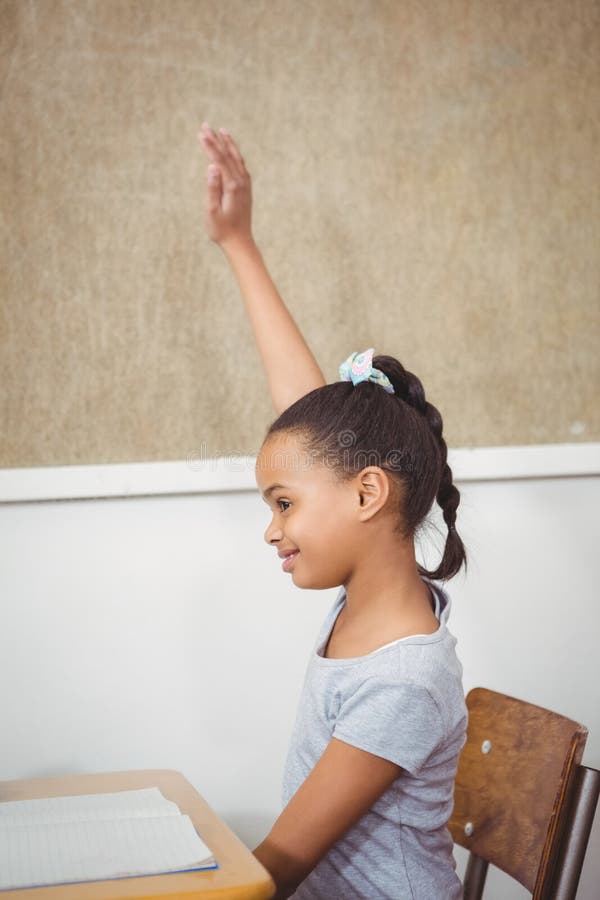 Student Raising Hand To Ask a Question Stock Photo - Image of female ...
