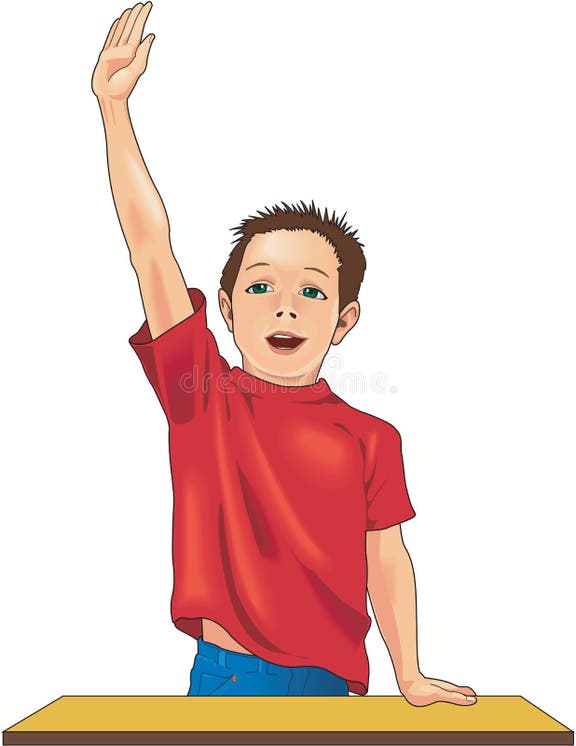 Student Raising Hand Vector Illustration Stock Vector - Illustration of ...