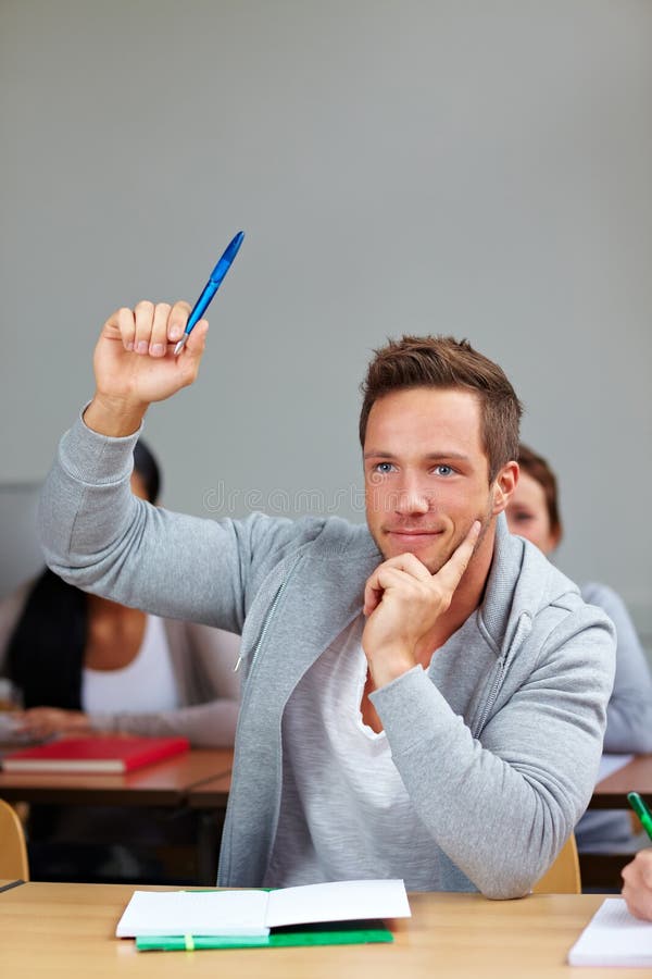 Student raising his hand stock photo. Image of test, exam - 21340270
