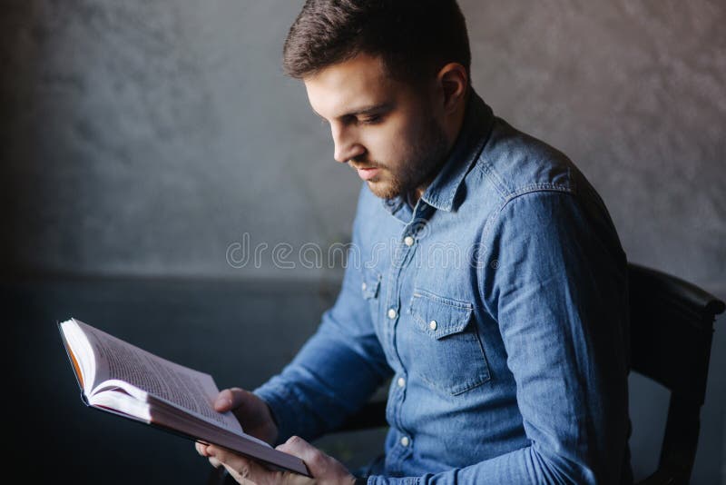 Student Read Book in Cafe. Study and Education Stock Photo - Image of ...