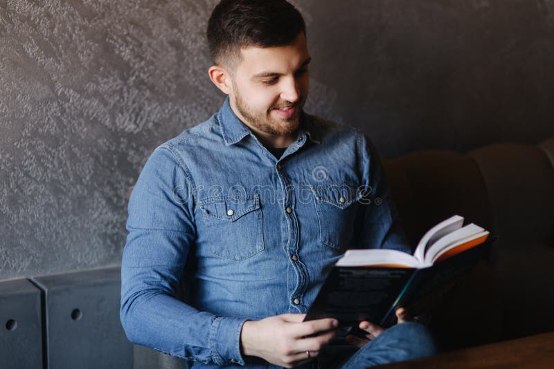 Student Read Book in Cafe. Study and Education Stock Photo - Image of ...