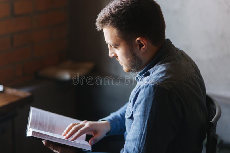 Student Read Book in Cafe. Study and Education Stock Photo - Image of ...
