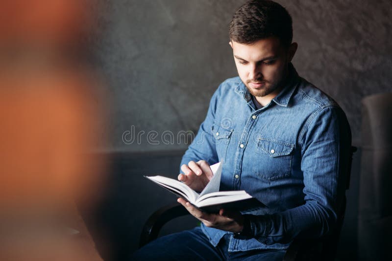 Student Read Book in Cafe. Study and Education Stock Image - Image of ...