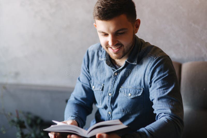Student Read Book in Cafe. Study and Education Stock Photo - Image of ...